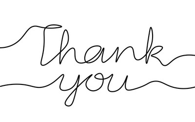 Continuous one single line art thank you concept Vector Image