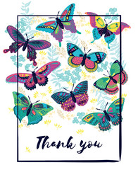 Thank you greeting card with bud flower Royalty Free Vector