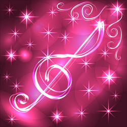 Elegant luminous contour treble clef Royalty Free Vector