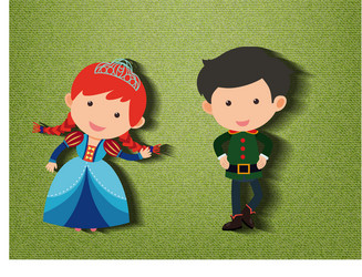 Little princess and guard cartoon character Vector Image