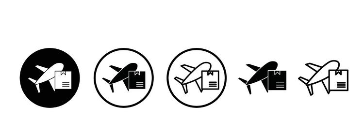 Air delivery icon set flight plane cargo symbol Vector Image