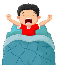 Cartoon little boy wake up Royalty Free Vector Image