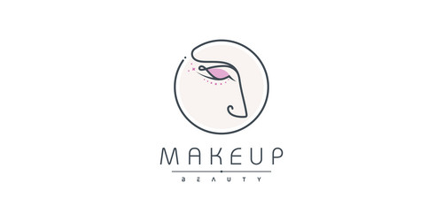 Makeup beauty logo design with lips concept Vector Image