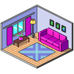 Pixel art japanese house detailed isolated Vector Image