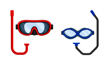 Scuba goggles and snorkel different color Vector Image