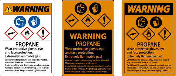 Notice propane flammable gas ppe ghs sign Vector Image