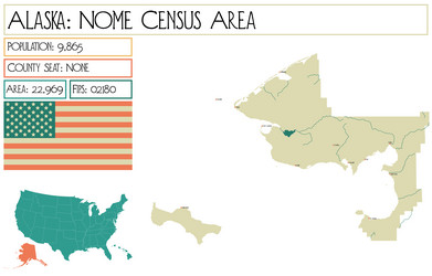 Map of nome census area in alaska usa Royalty Free Vector
