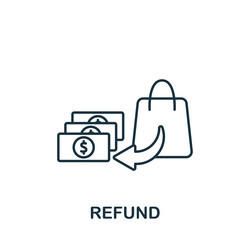 Refund icon monochrome simple line retail icon Vector Image