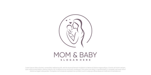 Mom and baby logo design with creative unique Vector Image