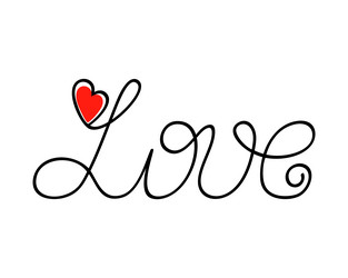 Word love simple calligraphy Royalty Free Vector Image