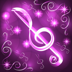 Elegant luminous contour treble clef Royalty Free Vector