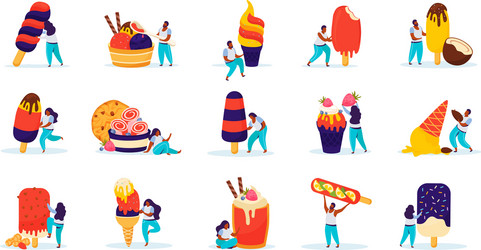 Melting ice cream set of animation sequence Vector Image