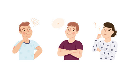 Man thinking and figuring something out searching Vector Image