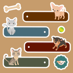 Square labels with cute cats Royalty Free Vector Image