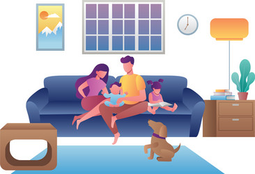 Family spending time at home cartoon Royalty Free Vector