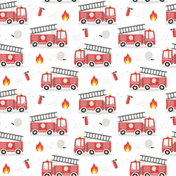 Seamless pattern with cute cartoon fire engines Vector Image