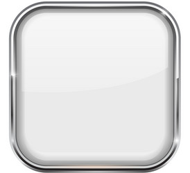 White glass 3d button with metal frame square Vector Image