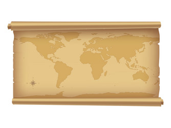Old parchment with world map Royalty Free Vector Image
