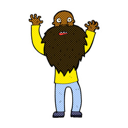 Comic cartoon happy man with beard Royalty Free Vector Image
