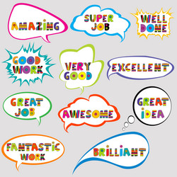 Speech bubbles with positive feedback messages Vector Image