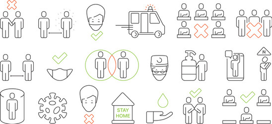 Social distance line icon people isolation sign Vector Image