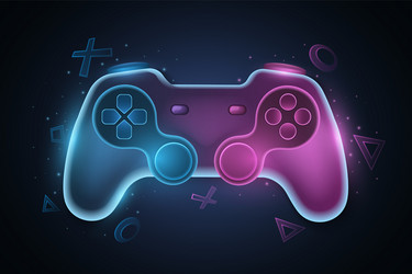 Retro neon color game controller Royalty Free Vector Image