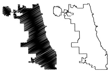 Chicago City Outline Map Vector Images (85)