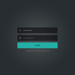 Dark login form template design with username Vector Image