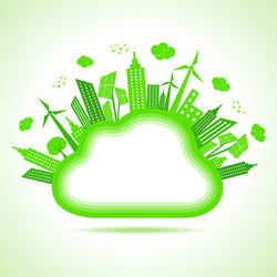 Ecology concept with eco clouds-cape and home Vector Image