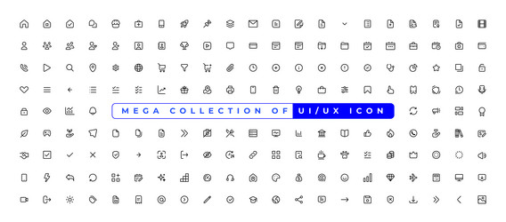 Mega set of ui ux icon user interface iconset Vector Image