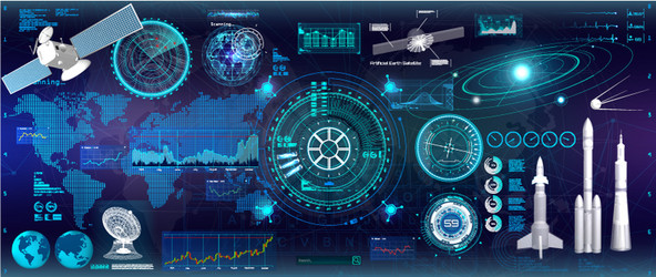 Futuristic dashboard design with charts planet Vector Image Futuristic dashboard design with charts planet Vector Image