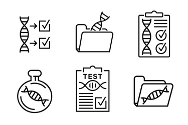 Dna heredity test icons collection genetic Vector Image