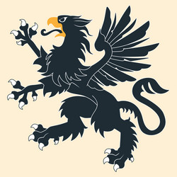 Black heraldic rampant griffin Royalty Free Vector Image