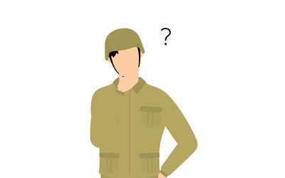 Male soldier pose set questioning worrying Vector Image