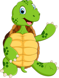 Cute green waving turtle Royalty Free Vector Image