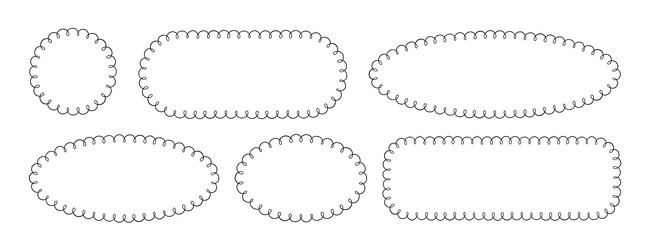 Circle and square scalloped frames set Royalty Free Vector