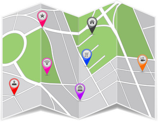 Abstract city map paper folded with destination Vector Image