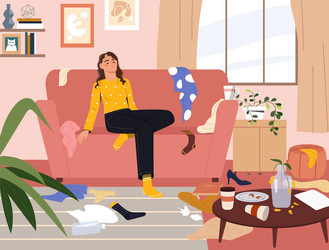 Before untidy and after tidy wardrobe woman Vector Image