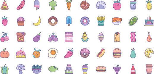 Food cute cartoon character menu restaurant diet Vector Image