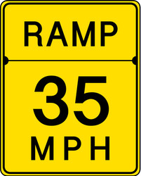 Ramp 35 mph sign isolated on transparent Vector Image