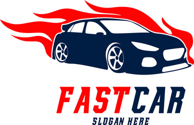 Fast racing car logo racing car with flame logo Vector Image