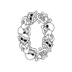 Number 1 skeleton bones font one anatomy Vector Image