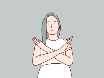 Woman mad stop gesture refuse no crossed x hands Vector Image