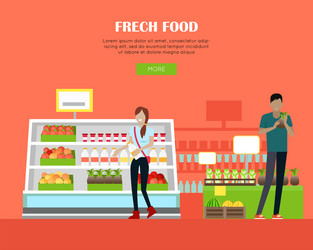 Grocery store banner food and drinks label Vector Image