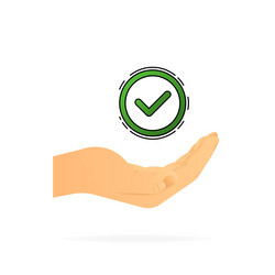 Hand holding accept sign realistic white Vector Image