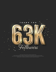 63k followers design with luxury gold numbers Vector Image