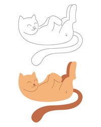 A small set with cat its back to us Royalty Free Vector