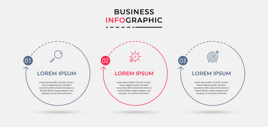 Business infographics presentation with 3 steps Vector Image
