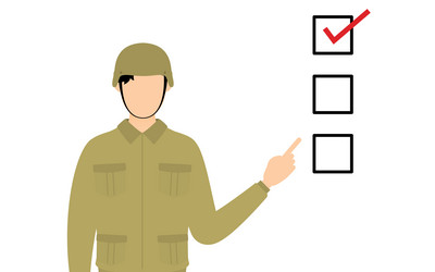 Male soldier pose set questioning worrying Vector Image