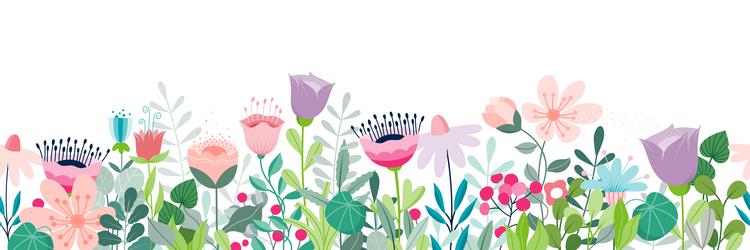Seamless horizontal border with cute flowers Vector Image